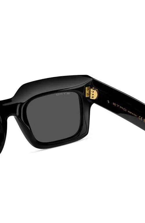 Etro 52mm Rectangular Sunglasses - Black/ Grey