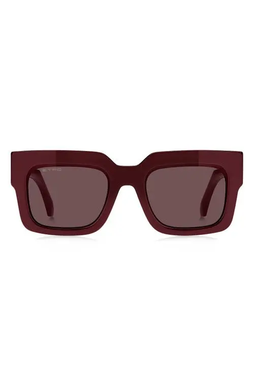 Etro 52mm Rectangular Sunglasses - Burgundy/ Pink