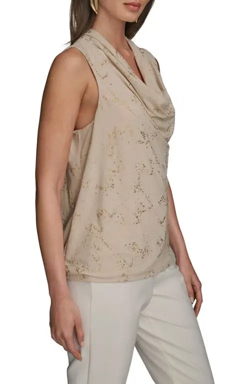 Donna Karan New York Metallic Cowl Neck Sleeveless Top