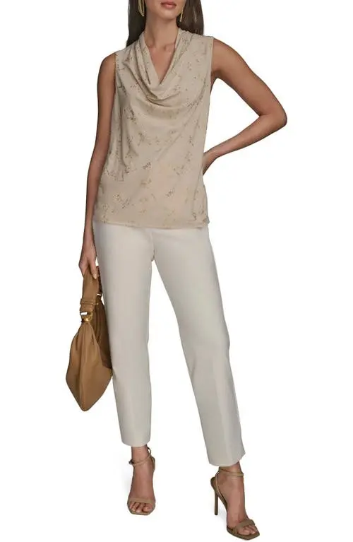 Donna Karan New York Metallic Cowl Neck Sleeveless Top