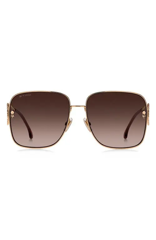 Etro 61mm Square Sunglasses - Gold Copper/ Brown Sf