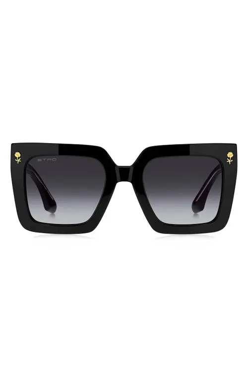Etro 52mm Square Sunglasses - Black/ Dark Grey Sf