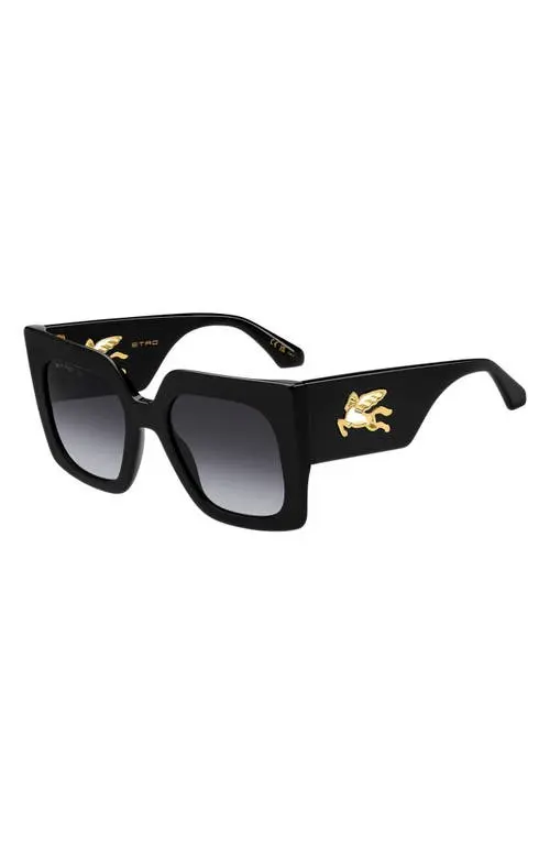 Etro 53mm Gradient Square Sunglasses - Black/ Dark Grey Sf