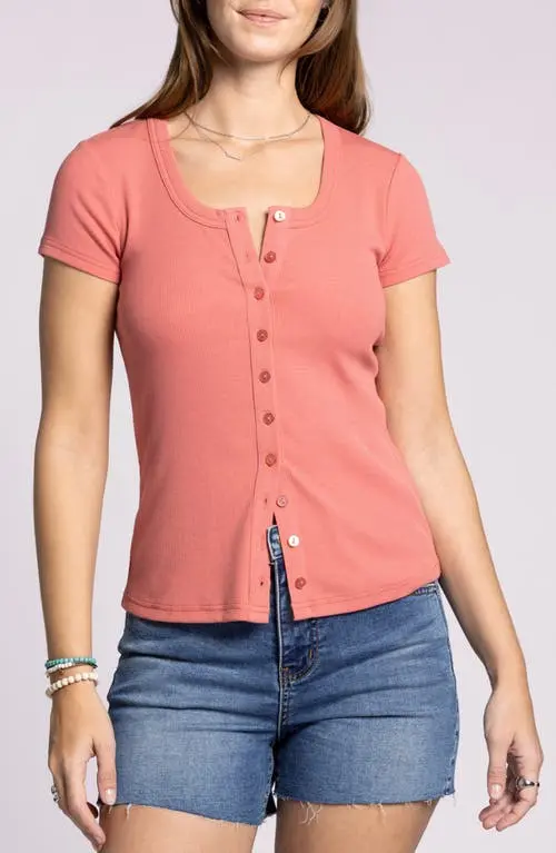 THREAD & SUPPLY Kellie Button-up Rib Top - Faded Rose