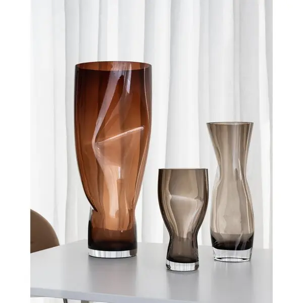 ORREFORS Squeeze Vase Brown, Extra Large - Sunset