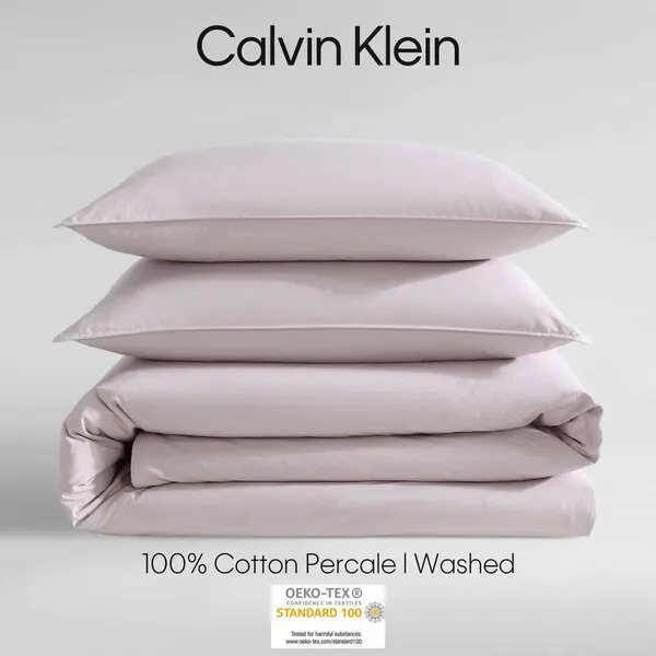 Calvin Klein Washed Percale Comforter Set, Twin/twinxl - Petal Pink