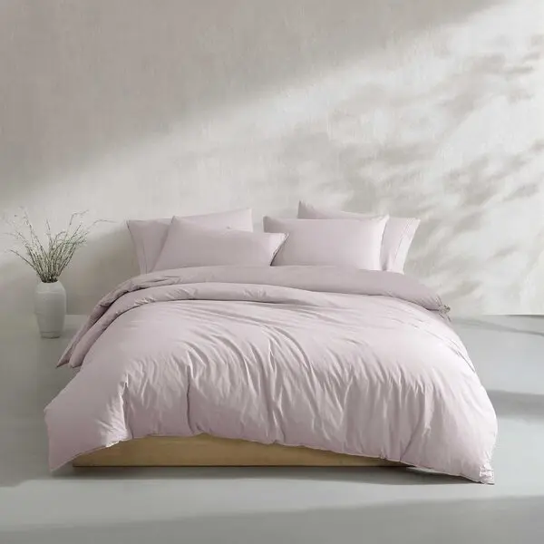 Calvin Klein Washed Percale Comforter Set, Twin/twinxl - Petal Pink