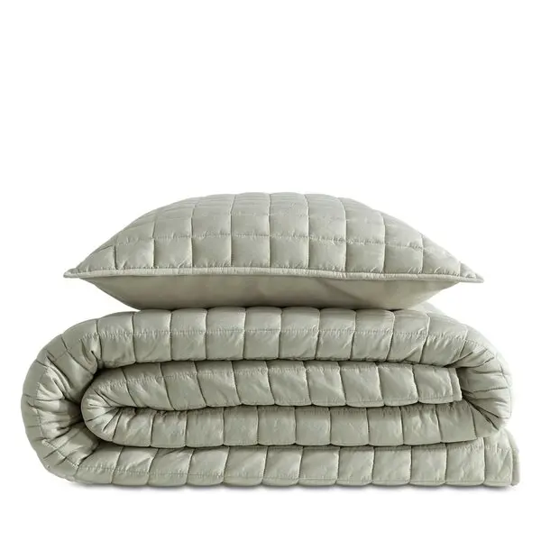 Calvin Klein Reversible Mini Box Quilt Set, Queen - Absinthe Green