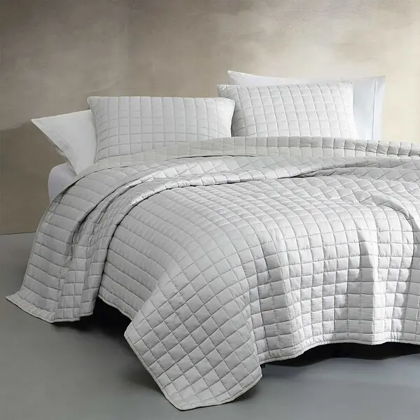 Calvin Klein Reversible Mini Box Quilt Set, Queen - Aluminum Grey