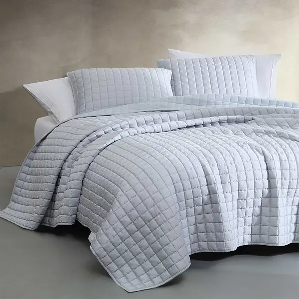 Calvin Klein Reversible Mini Box Quilt Set, Queen - Dawn Blue