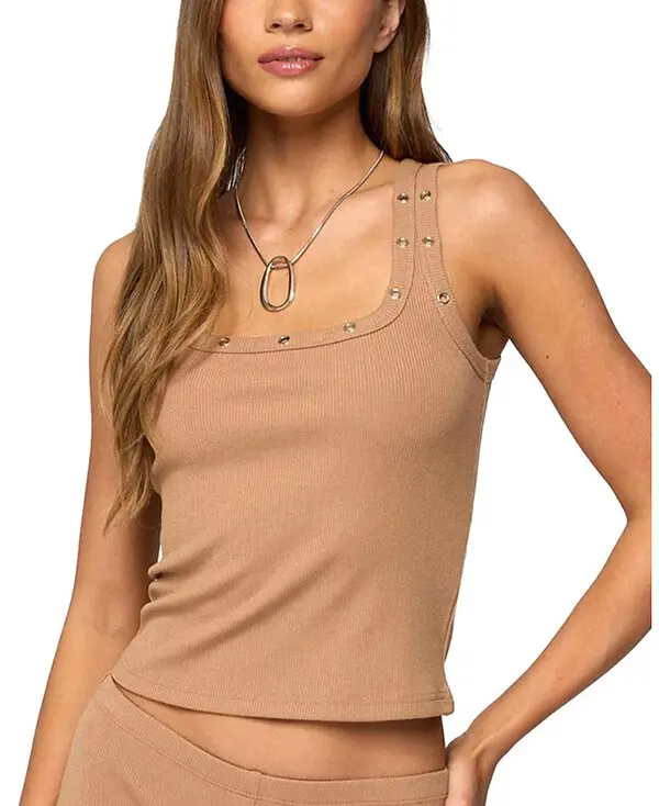EDIKTED Hasel Grommet Ribbed Tank Top