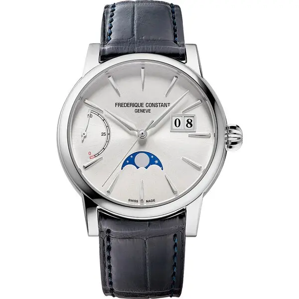 FREDERIQUE CONSTANT Classic Manufacture Power Reserve Big Date Automatic Leather Strap Watch - Silverone