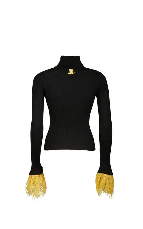 La DoubleJ High Kick Feathered Top - Black
