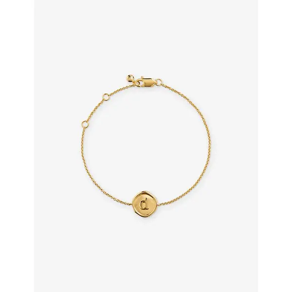 Monica Vinader Initial-d Stamp 18ct Yellow-vermeil Chain Bracelet - Gold
