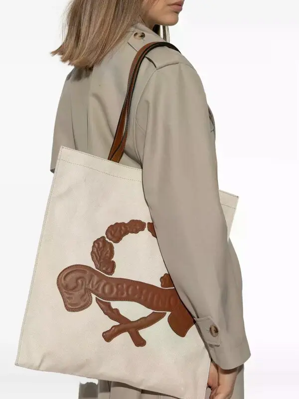 Moschino Logo-debossed Tote - Neutrals