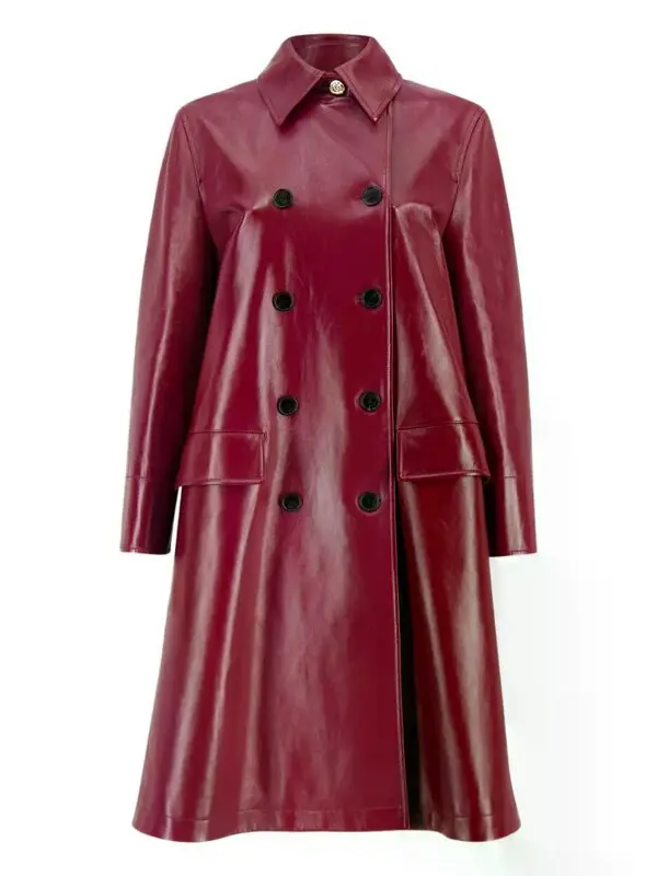 Gucci Leather Double-breasted Trench Coat - Red