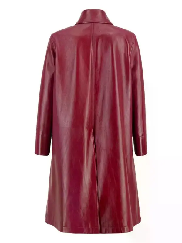 Gucci Leather Double-breasted Trench Coat Red Editorialist