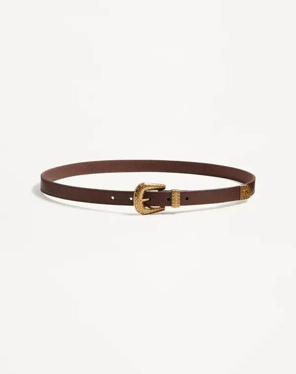 Valentino Garavani Vlogo Signature Calfskin Belt - Chocolate