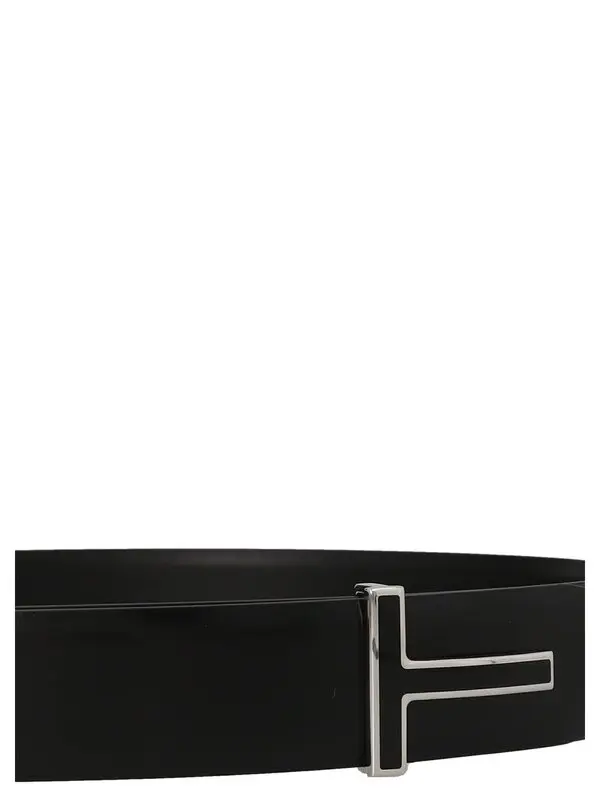 TOM FORD Belt With Metallic T Buckle