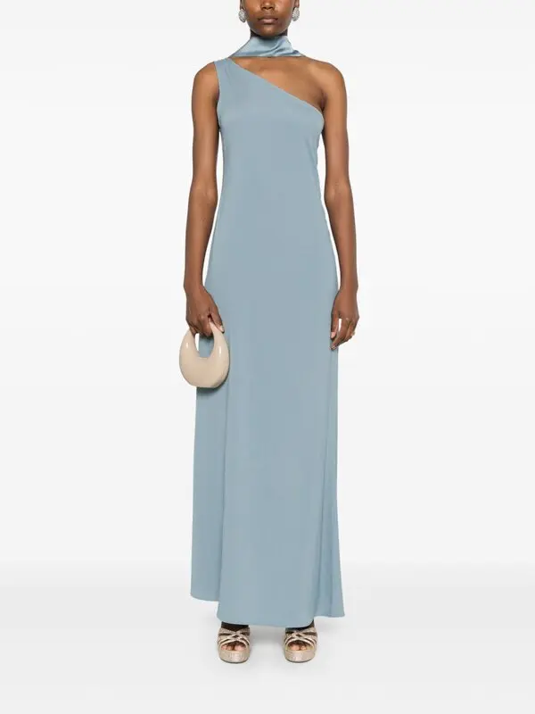 TALLER MARMO Long Asymmetric One-shoulder Dress - Clear Blue