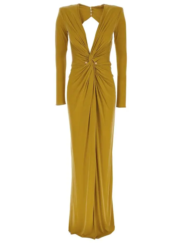 Elisabetta Franchi Long Red Carpet Dress In Yellow - 15% Off | Editorialist