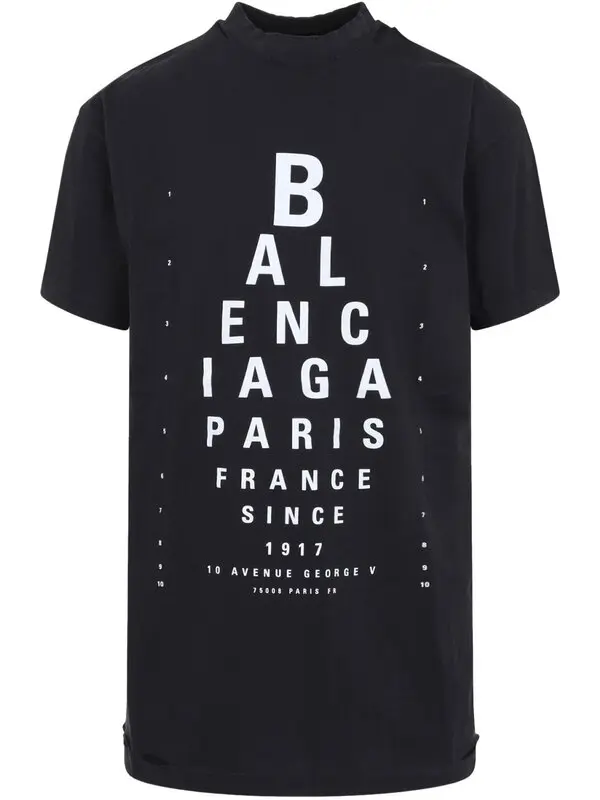 Balenciaga Optical Cotton T-shirt - Black