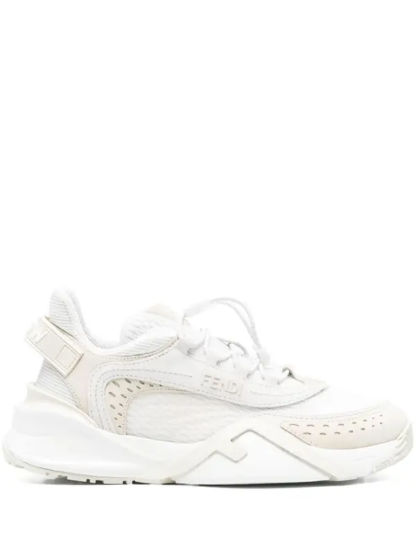 Fendi Flow Leather Sneakers - White