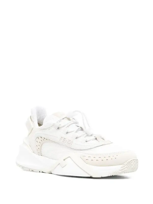 Fendi Flow Leather Sneakers - White