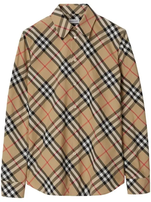 Burberry Check Cotton Shirt - Beige