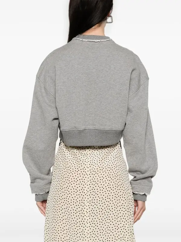 Alexander McQueen Alexander Mc Queen Logo Cotton Cropped Sweatshirt - Grey