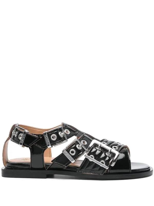 GANNI Buckle-fastening Sandals - Black