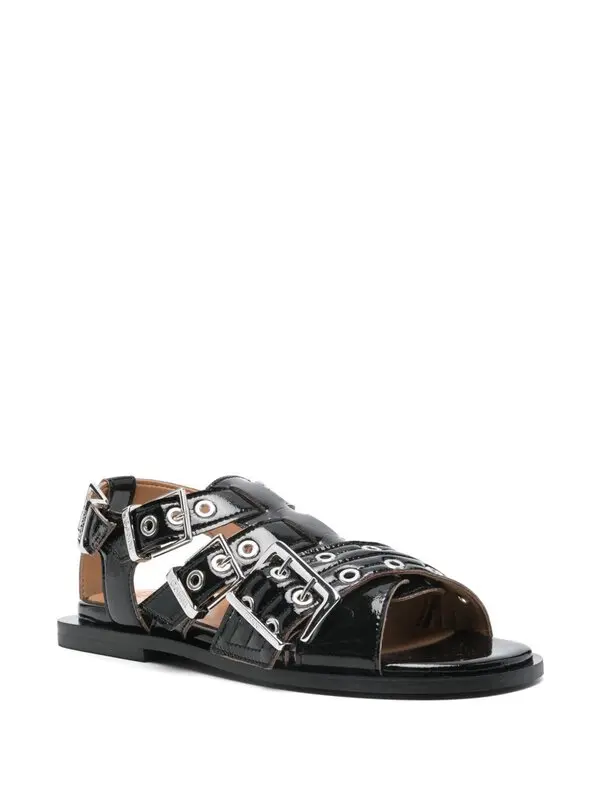 GANNI Buckle-fastening Sandals - Black