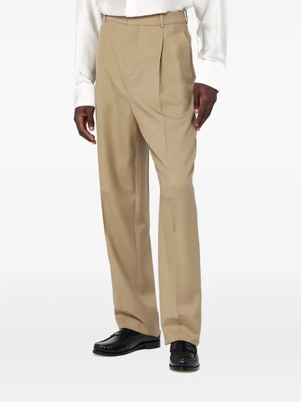Saint Laurent Wool Carrot-fit Trousers - Beige