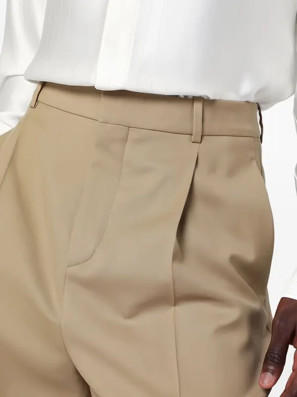 Saint Laurent Wool Carrot-fit Trousers - Beige