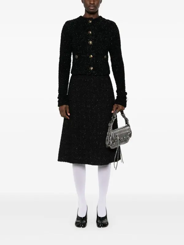 Balenciaga Bouclé Cropped Jacket - Black