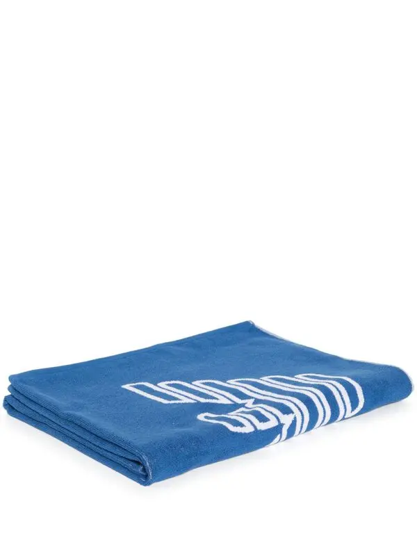 Emporio Armani Logo Cotton Beach Towel - Blue