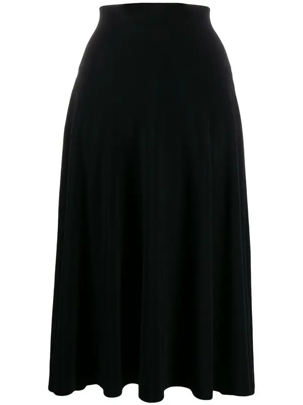 Norma Kamali Flared Jersey Midi Skirt - Black