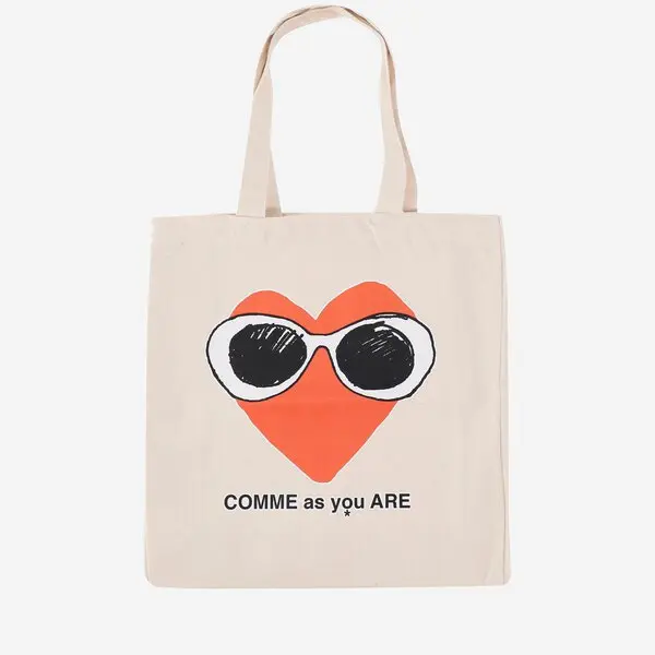 BLACK SCORE Cotton Shopper Bag With Print - White
