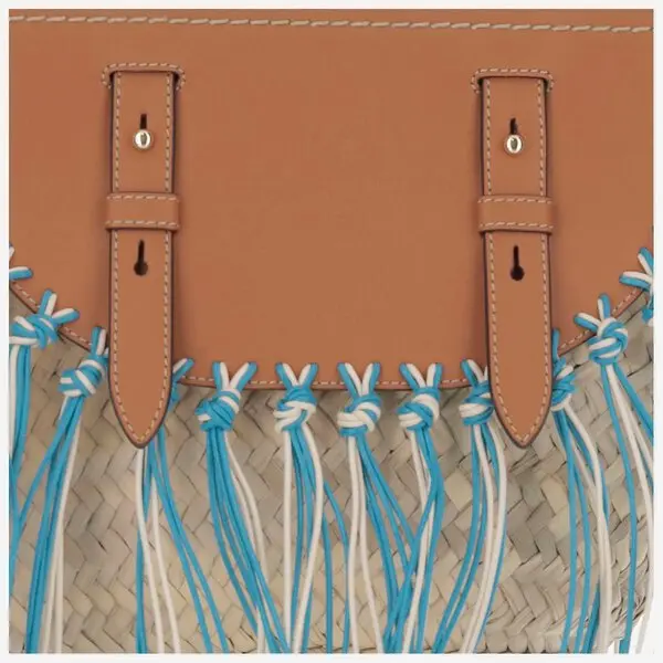 CUBA LAB Tropicana Large Raffia And Leather Bag - Red