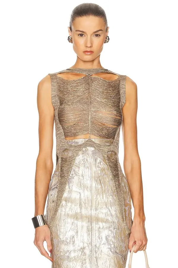 Rick Owens Tanja Metallic Knit Top
