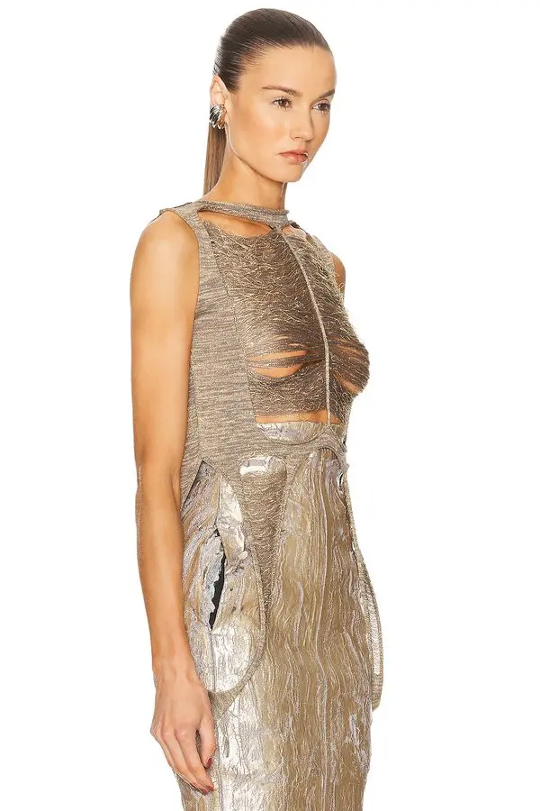 Rick Owens Tanja Metallic Knit Top