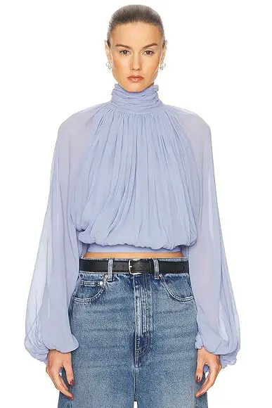 Stella McCartney Creponne Drape High Neck Top