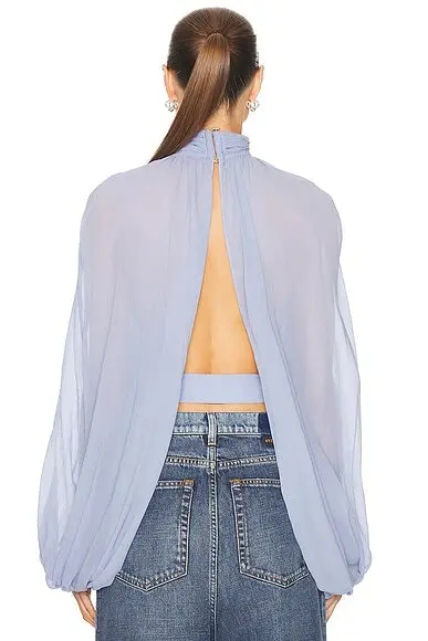 Stella McCartney Creponne Drape High Neck Top