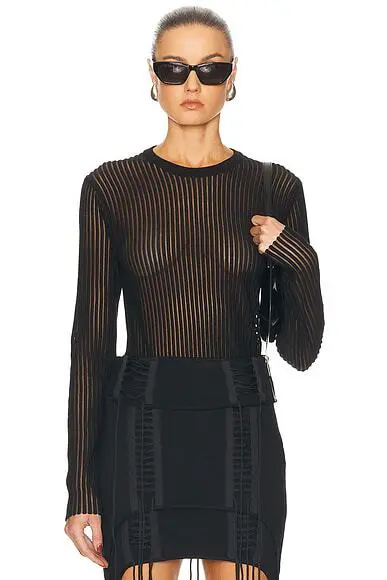 Helmut Lang Sheer Ribbed Knit Top