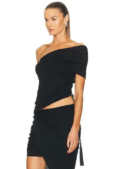 Helmut Lang One Shoulder Draped Jersey Top