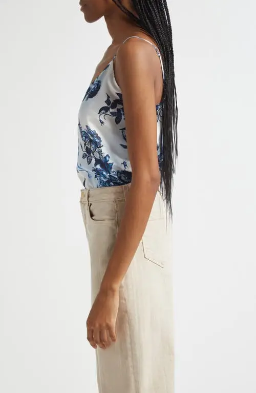 L'Agence Jane Floral Print Silk Camisole - Whiteblue