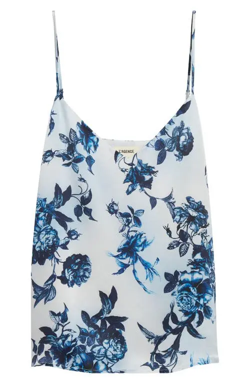 L'Agence Jane Floral Print Silk Camisole - Whiteblue