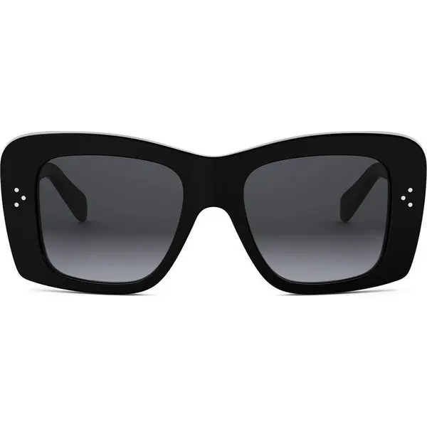 Celine Geometric Sunglasses - Shiny Black / Gradient Smoke