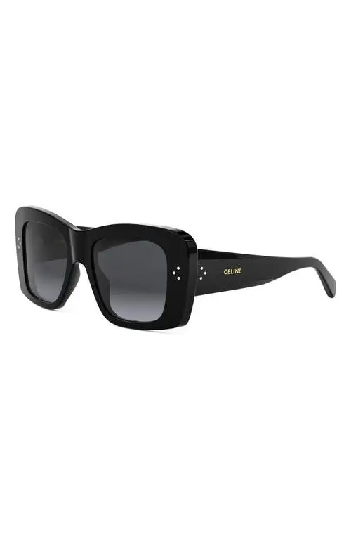 Celine Geometric Sunglasses - Shiny Black / Gradient Smoke