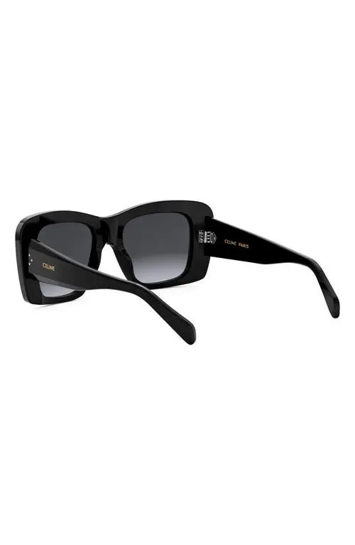 Celine Geometric Sunglasses - Shiny Black / Gradient Smoke